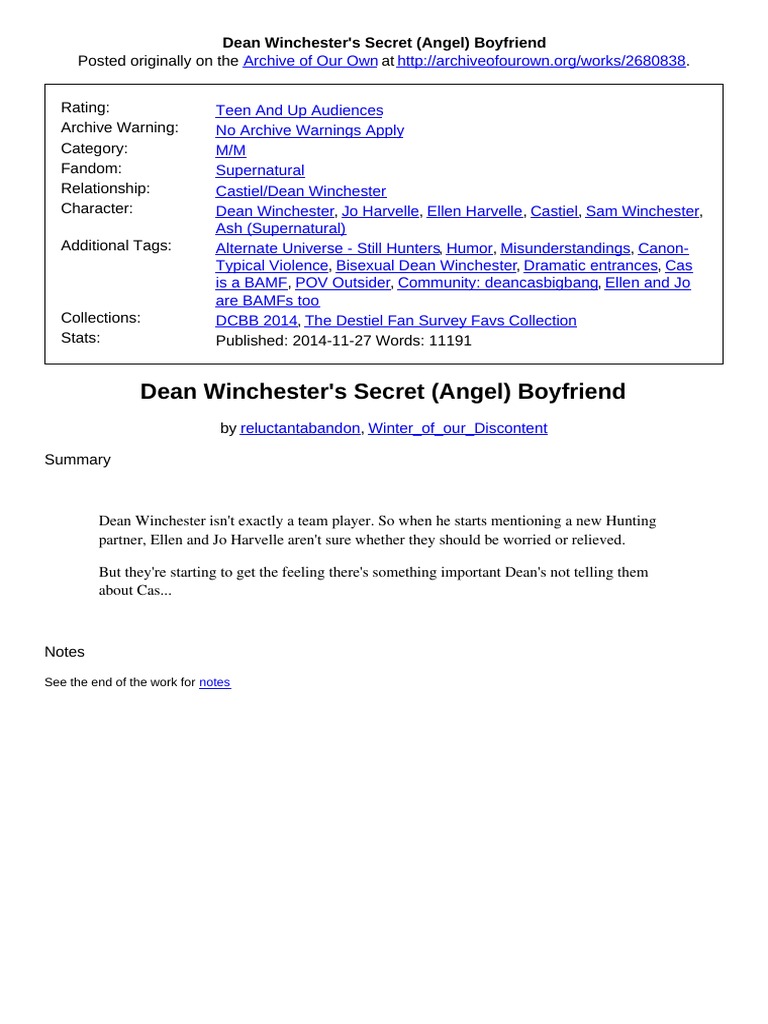 Dean Winchesters Secret | PDF