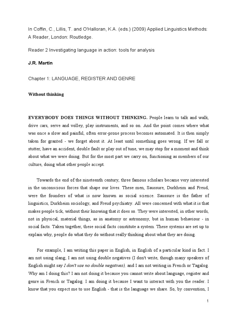 Language Register Genre | PDF | Linguistics | Cognitive Science