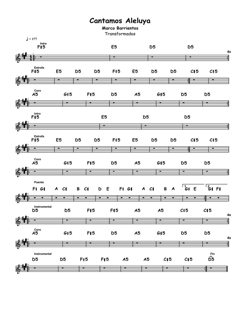 Cantamos Aleluya - Marco Barrientos - Chart | PDF