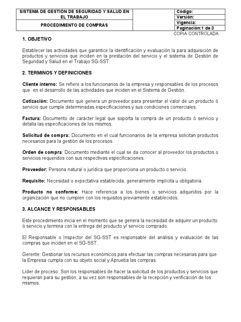 Procedimiento de Compras | PDF | Empresas | Calidad (comercial)