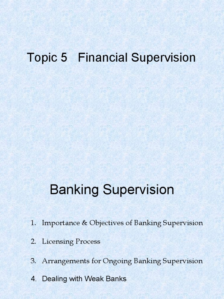 Topic 5-Financial Supervision | PDF | Capital Requirement | Basel Ii