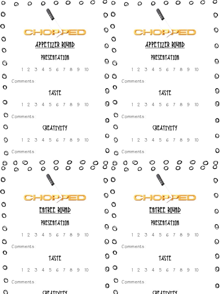 Cooking Competition Judging Sheet | PDF | Home & Garden