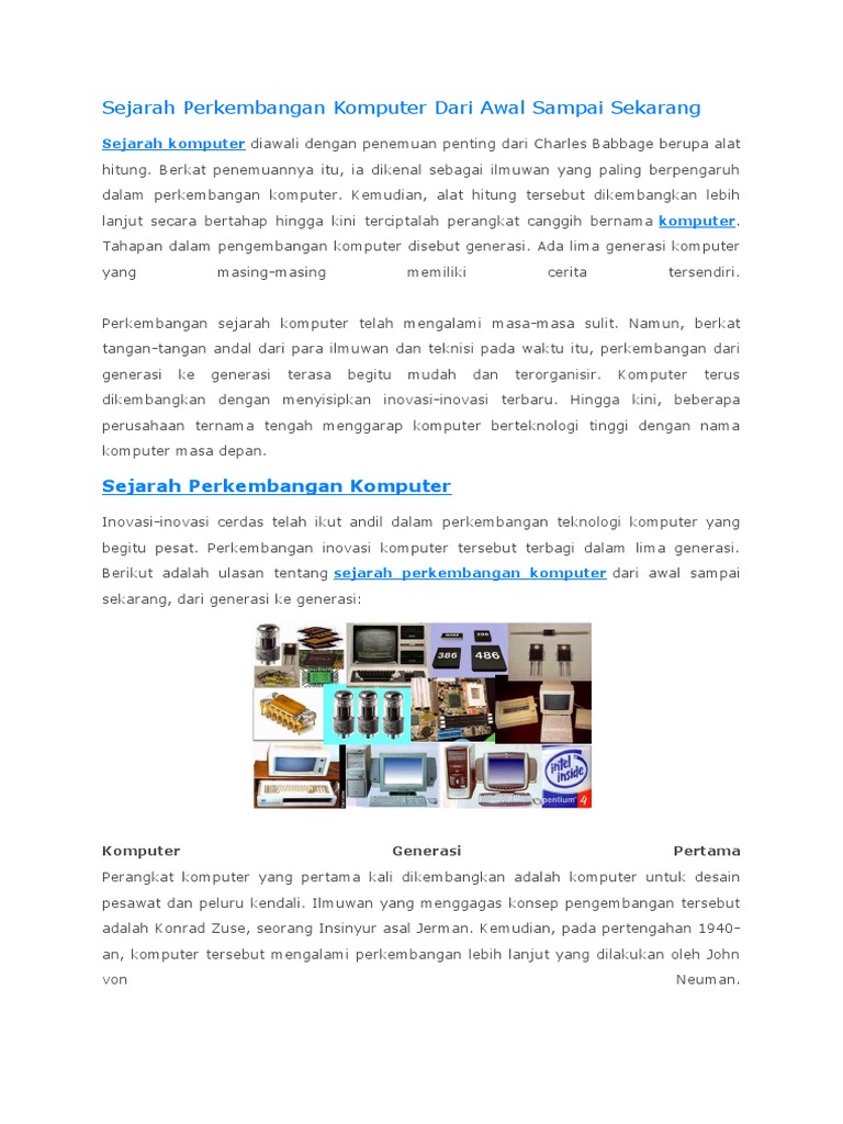 Sejarah Perkembangan Komputer Dari Awal Sampai Sekarang | PDF | Seni ...