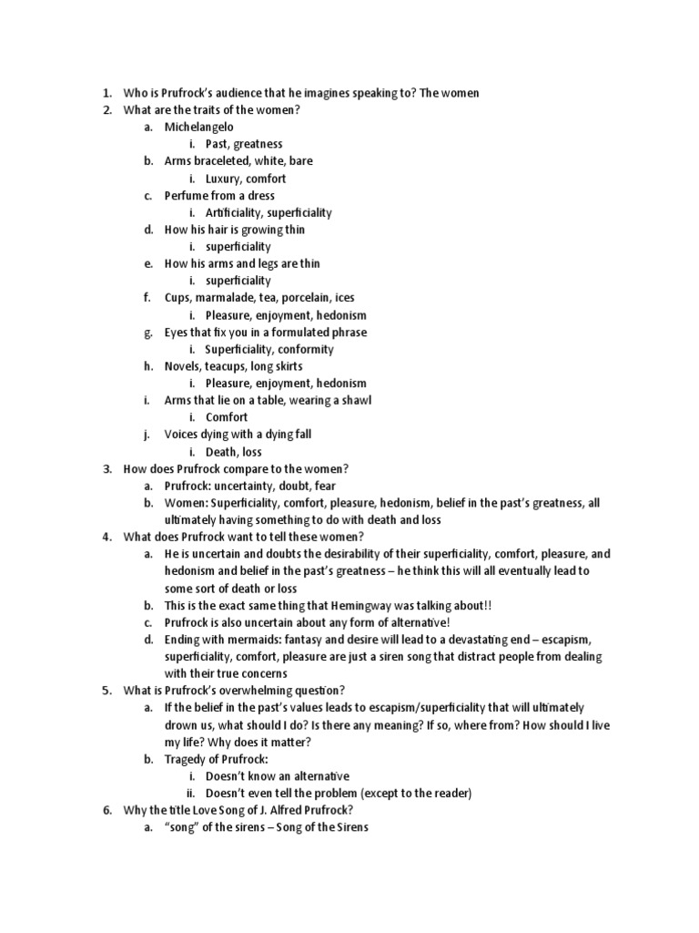 Prufrock Notes 3 | PDF | Hedonism