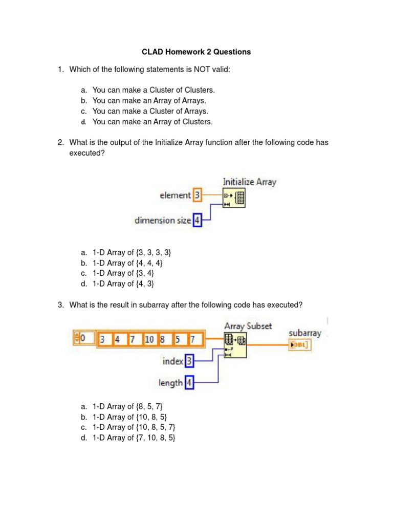 CLAD Homework 2 Questions | PDF | Data Type | Array Data Type