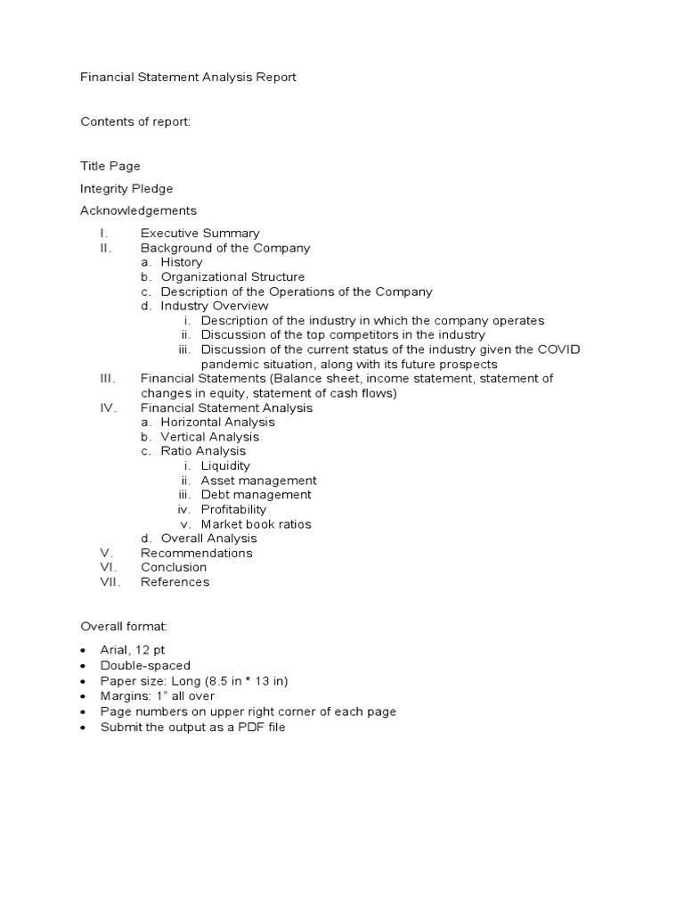 Financial Statement Analysis Report | PDF | Financial Statement ...