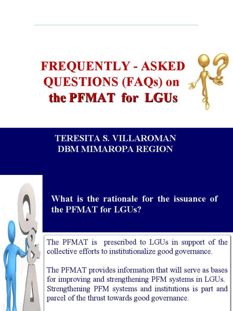 Frequently - Asked Questions (Faqs) On The Pfmat For Lgus | PDF ...