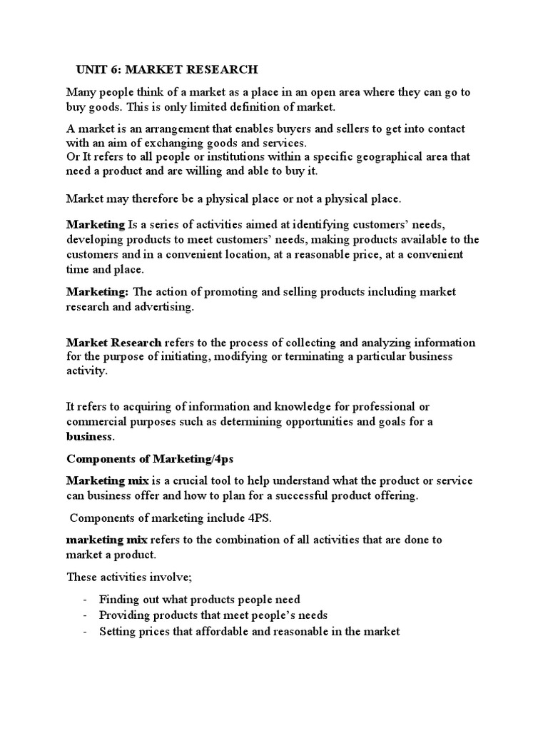 Unit 6 Market Research | PDF | Market Segmentation | Marketing