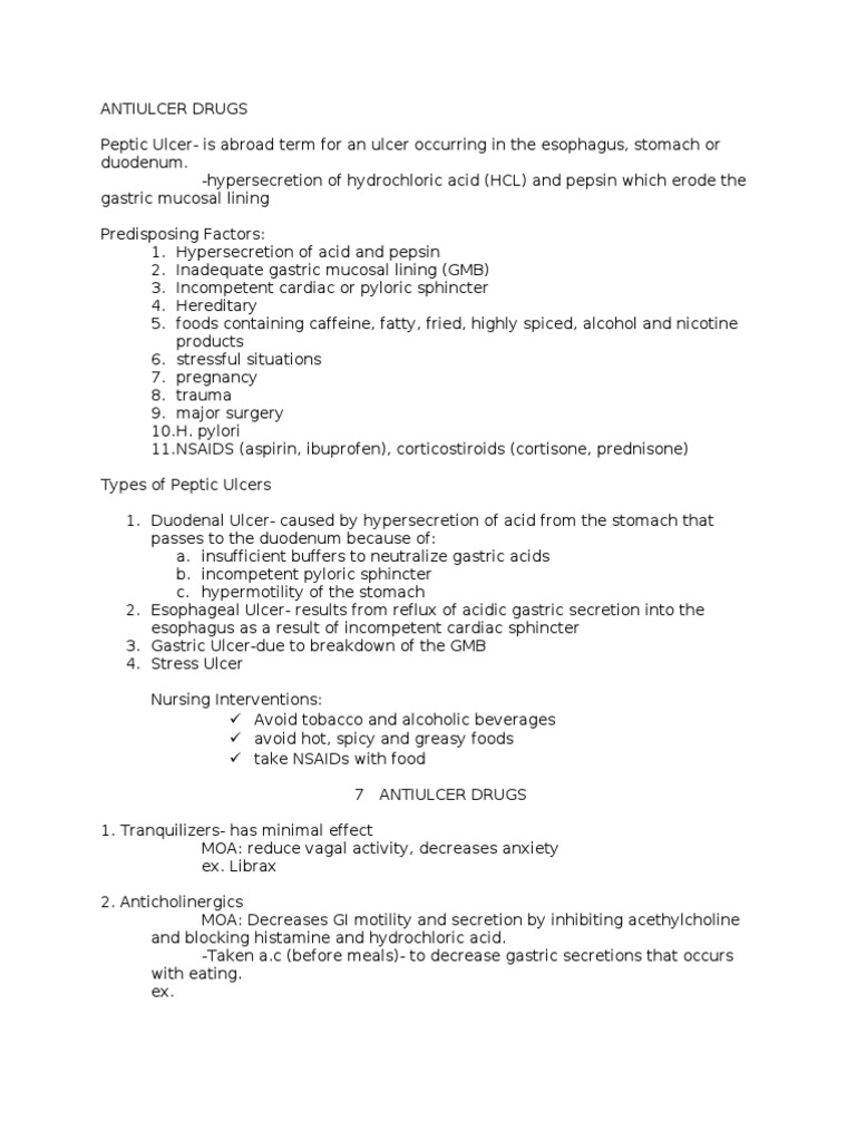 Antiulcer Drugs and Their Classifications | PDF | Stomach | Drugs