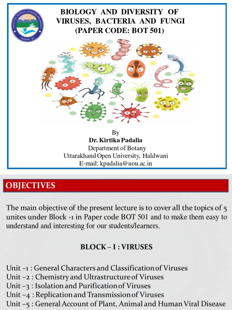Viruses (BOT-501) by Dr. Kirtika Padalia | PDF | Virus | Cell (Biology)