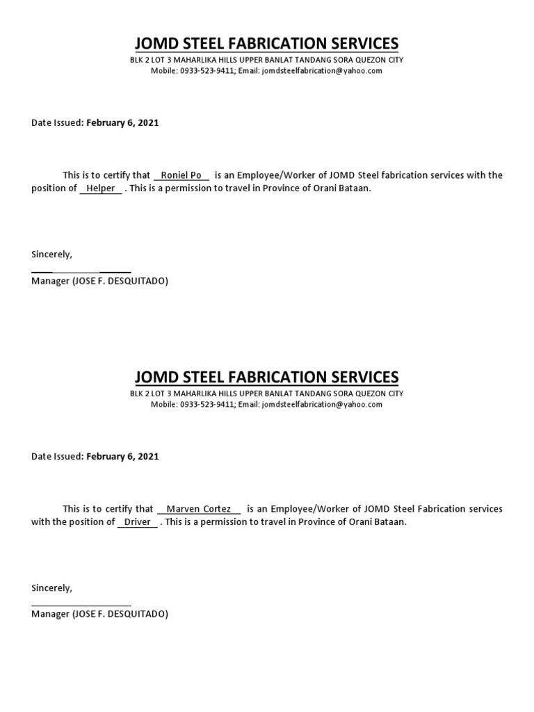 Jomd Steel Fabrication Services | PDF