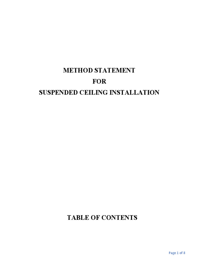 Method Statement FOR Suspended Ceiling Installation | PDF | Drywall | Architectural Design