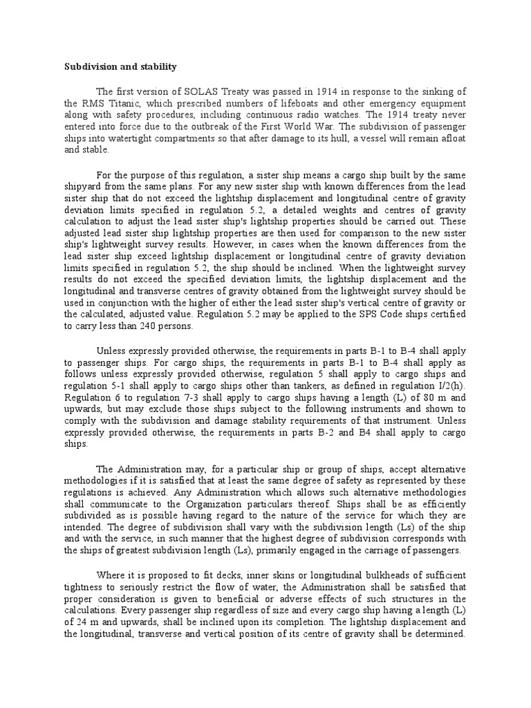 Subdivision for Ship Stability Regulations | PDF | Ships | Hull ...