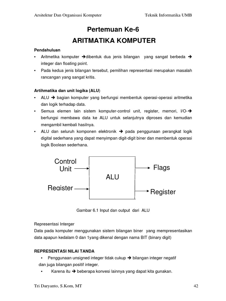 Pertemuan Ke-6 Aritmatika Komputer: Control Flags Unit ALU Register ...