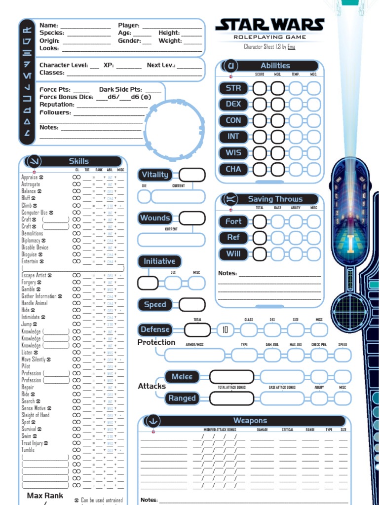 Ema Character Sheet - 1.3 | PDF | Tabletop Games | Role Playing