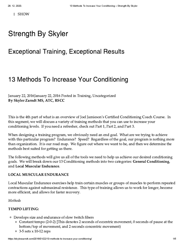 Understanding Tempo Intervals in Conditioning | PDF | Muscle ...