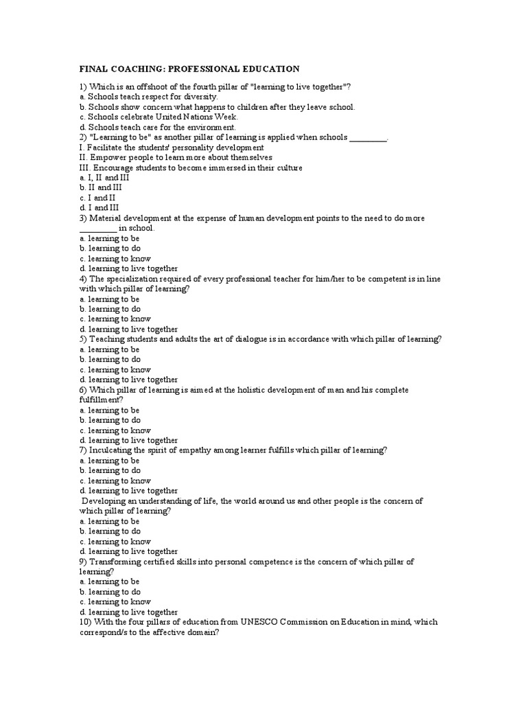 Final Coaching: Professional Education | PDF | Learning | Rituals