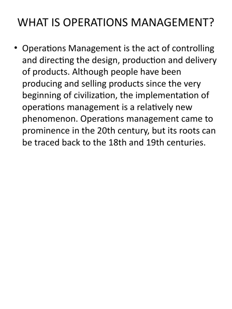 Om Evolution of Operations Management | PDF | Operations Management ...