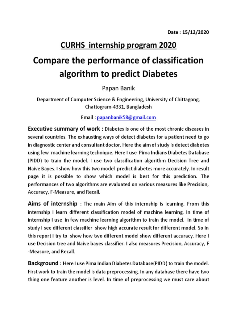 Predict Diabetes Using Machine Learning Algorithm | PDF | Statistical ...