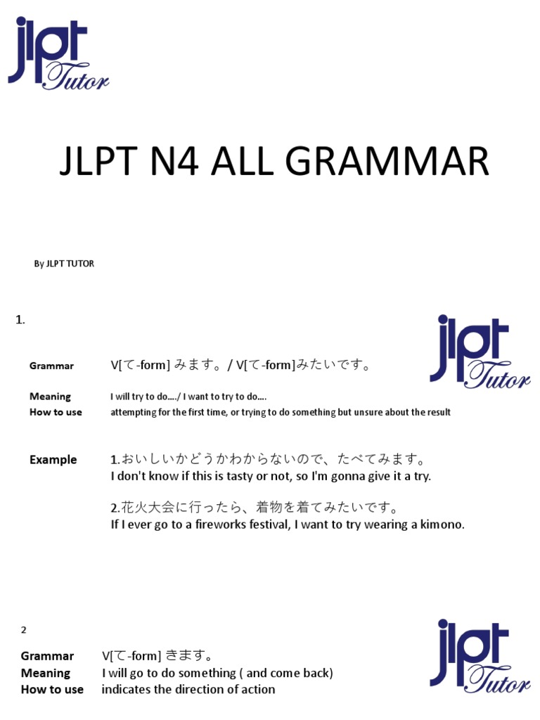 N4 Grammar | PDF