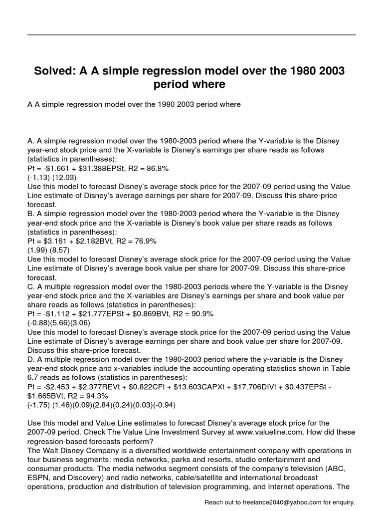 A A Simple Regression Model Over The 1980 2003 Period Where | PDF ...