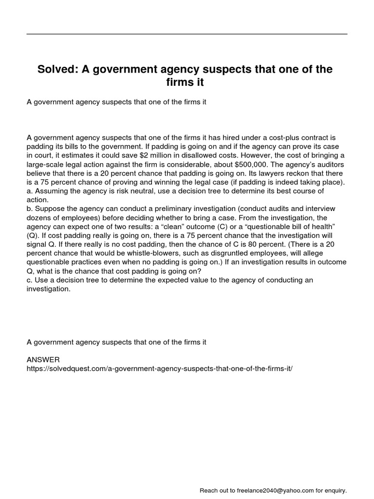 Government Contract Fraud Investigation | PDF | Business