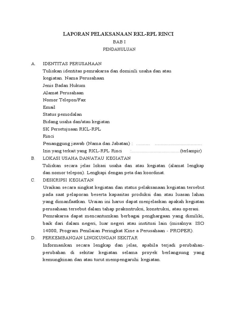 Laporan RKL-RPL Perusahaan | PDF | Teknologi & Rekayasa