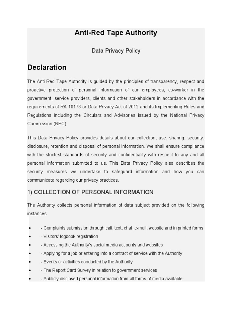 Anti Data Privacy-RED TAPE | PDF | Privacy Policy | Privacy