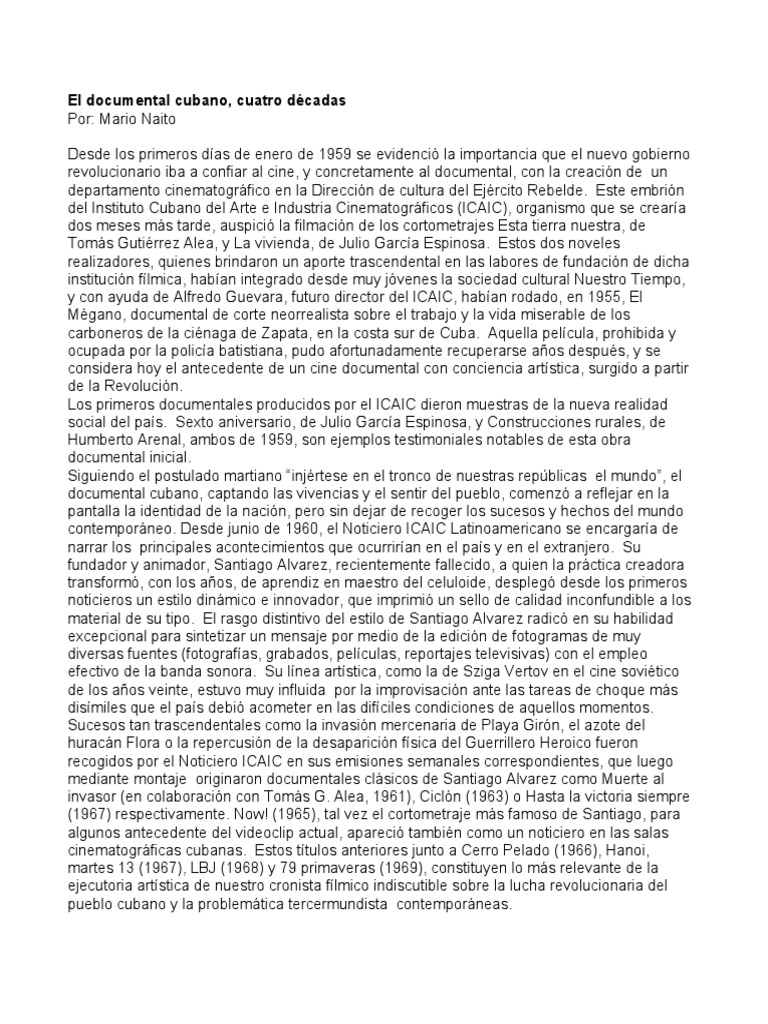 Historia del documental cubano | PDF | Cuba | Documental