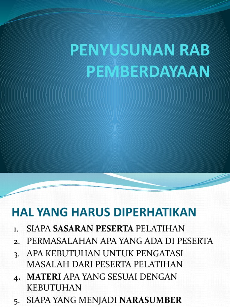 Paparan Penyusunan Rab Pemberdayaan | PDF