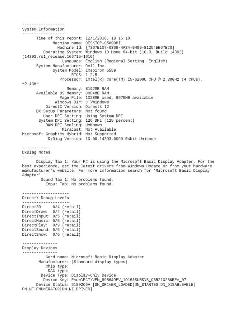 DxDiag New Install | PDF | Device Driver | Computing Platforms