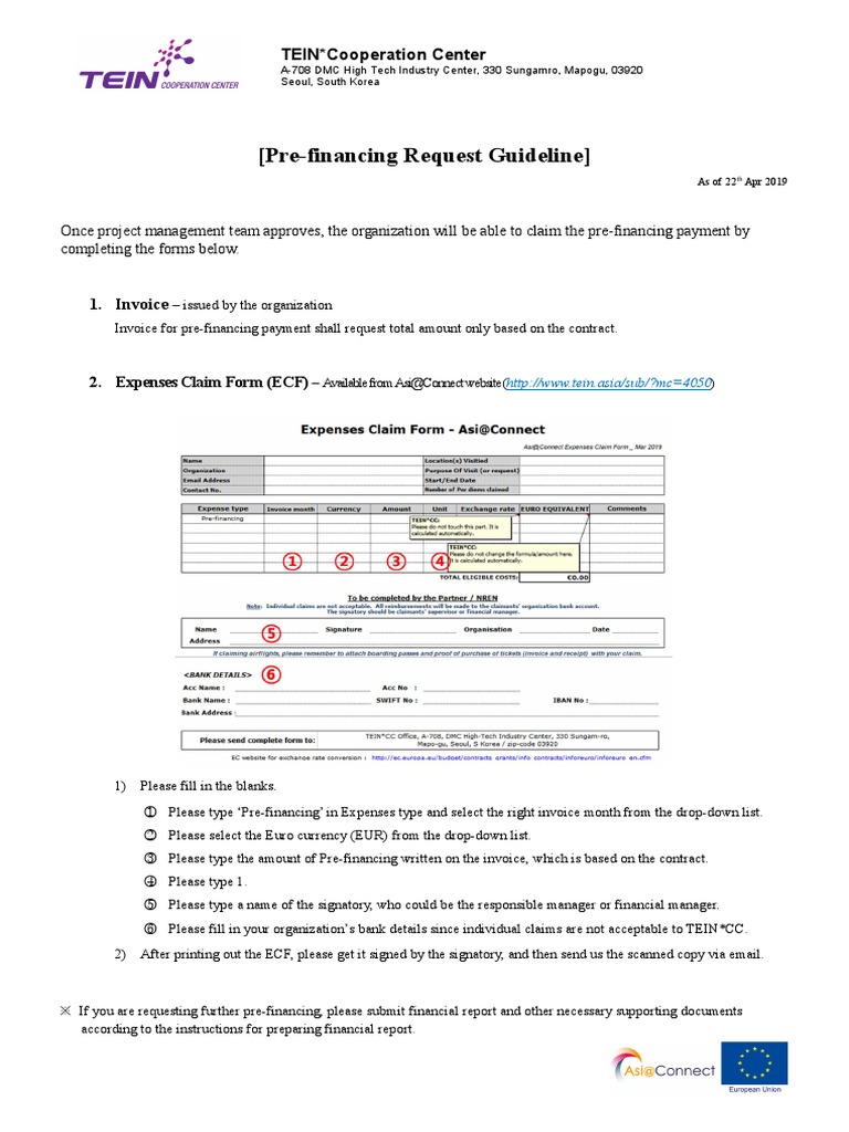 Pre-Financing Request Guideline | PDF
