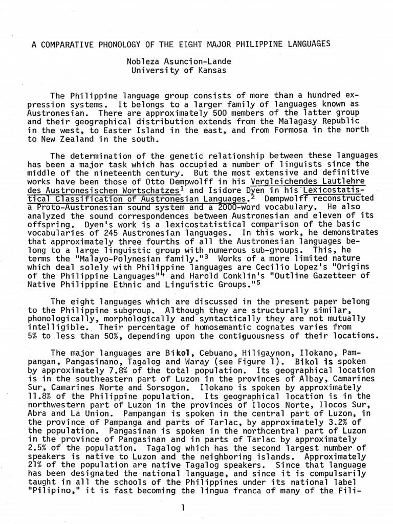 A Comparative Phonology of The Eight Major Philippine Languages | PDF ...