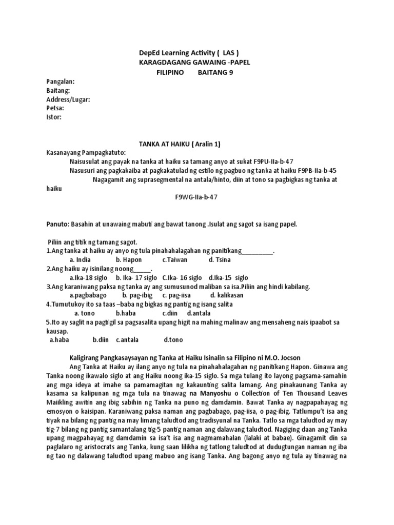 2Q - Worksheet Week1 F9m2020-2021 | PDF