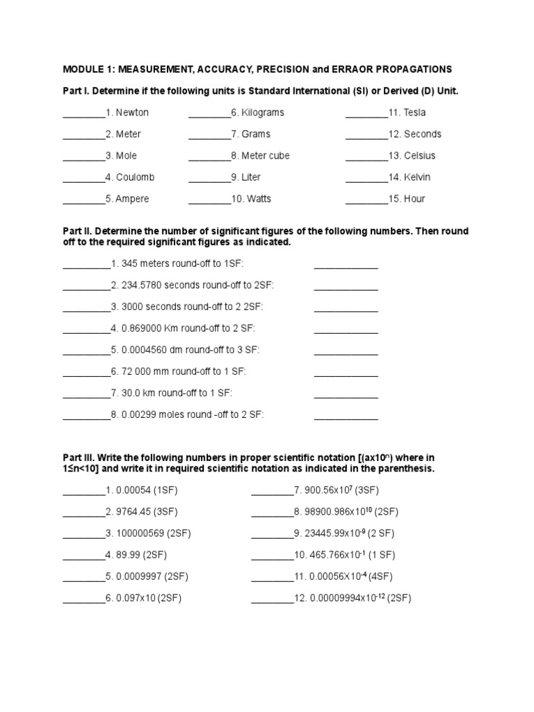 Module 1 Measurement Accuracy Precision and Errors | PDF | Observational Error | Uncertainty
