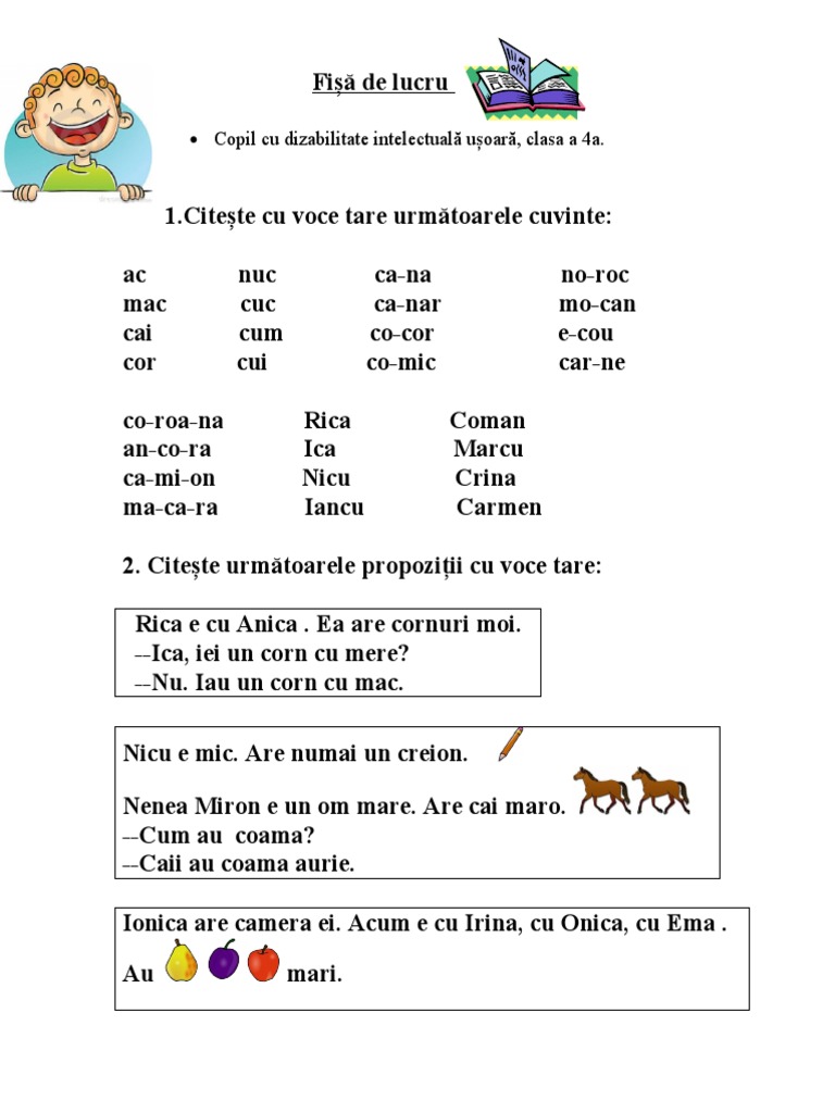 Fisa de Lucru-Fluenta Citirii | PDF