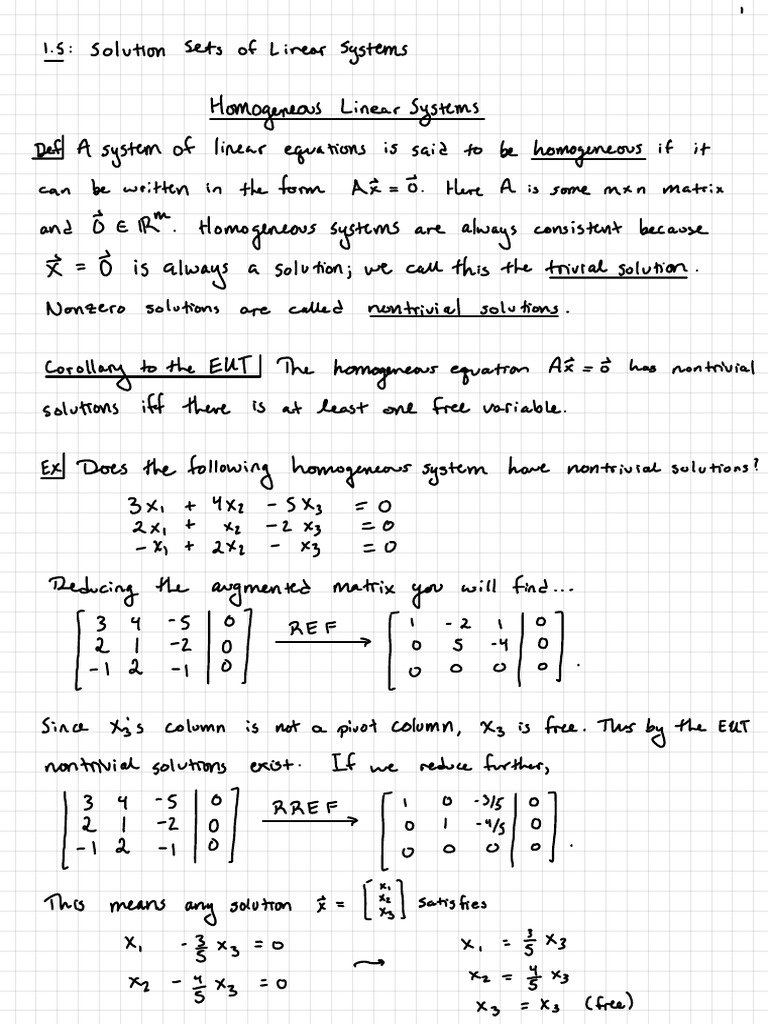 1.5 - Solution Sets of Linear Systems | PDF | System Of Linear ...