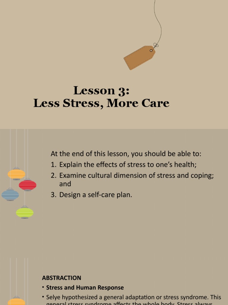 Chapter 3 Lesson 3 | PDF | Stress (Biology) | Self Esteem