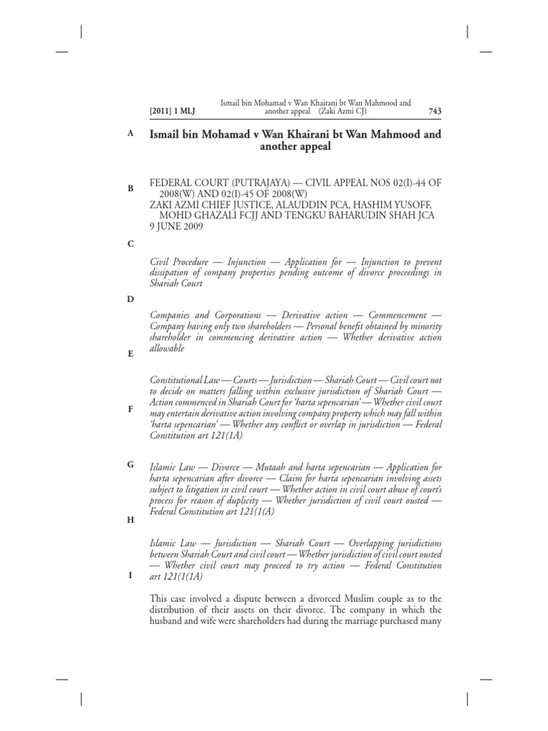 Ismail Bin Mohamad V Wan Khairani BT Wan Mahmood and Another Appeal ...