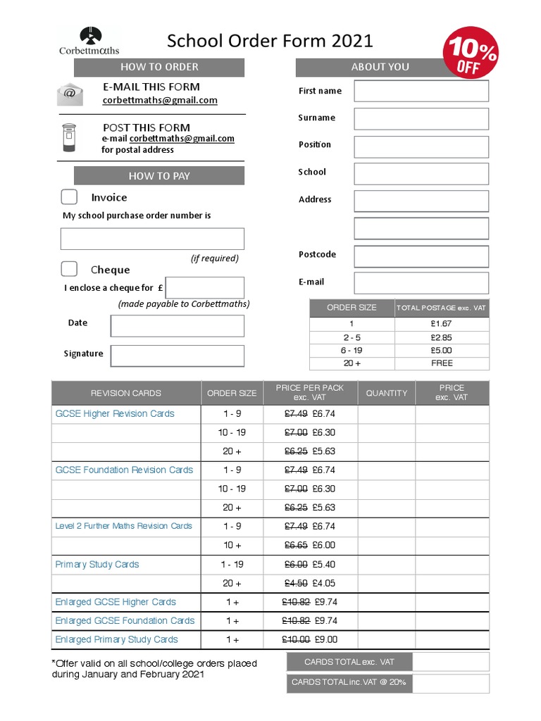School Order Form 2021: E-Mail This Form Post This Form | PDF | Market ...