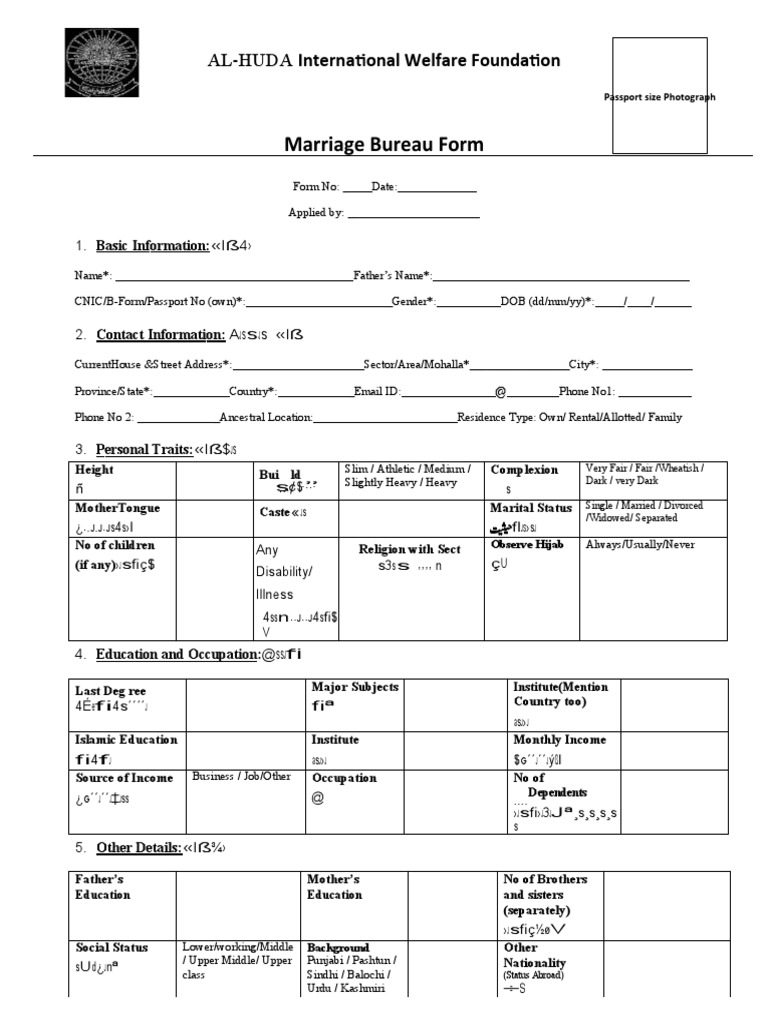 Seeking a Life Partner: A Marriage Bureau Application Form | PDF