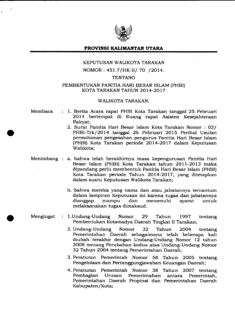 Contoh SK PHBI Tarakan | PDF
