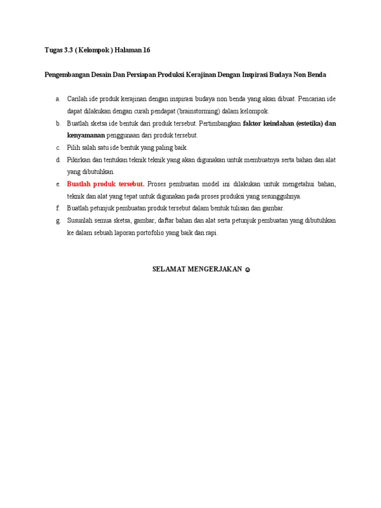 Pkwu 3.3 Perancangan Produksi Budaya Non Benda | PDF