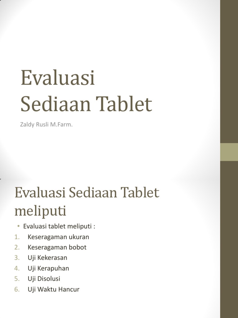 Evaluasi Tablet Dan Contoh | PDF