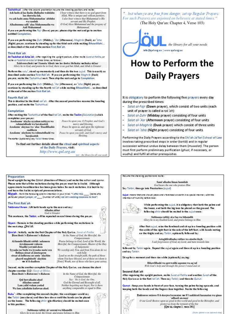 How To Perform The Daily Prayers | PDF | Salat | Sharia