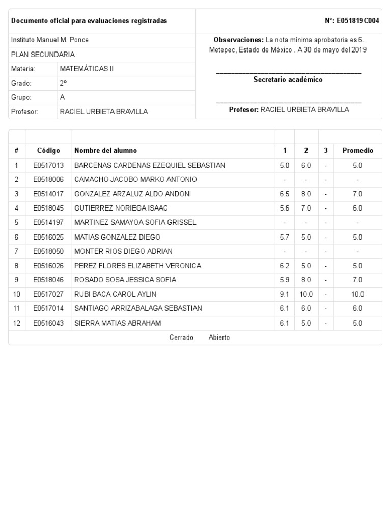 Segundo de Secundaria | PDF