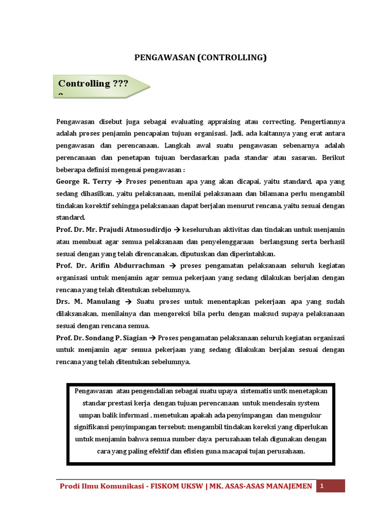 Pengawasan Dalam Manajemen Asmen | PDF