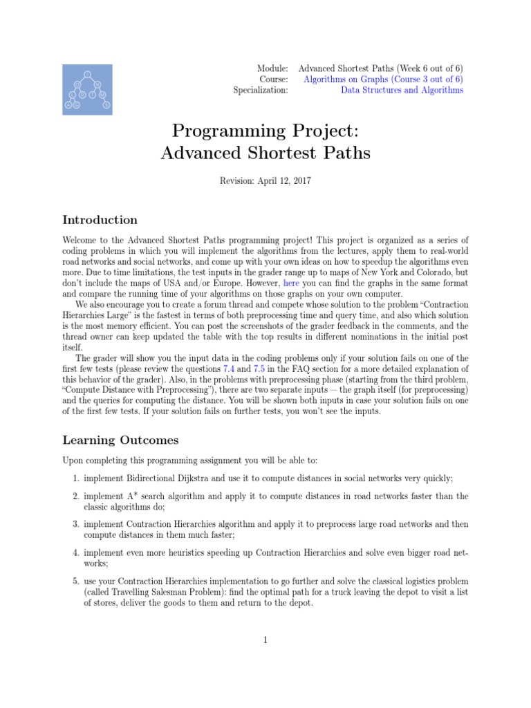 Programming Assignment 6 - Advanced Shortest Paths | PDF | Software ...