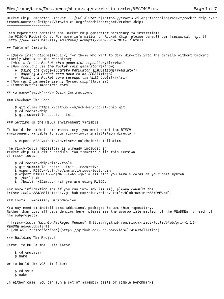 File: /home/binod/documents/allfmca p/rocket-chip-master/README - MD Page 1 of 7 | PDF | Cpu ...