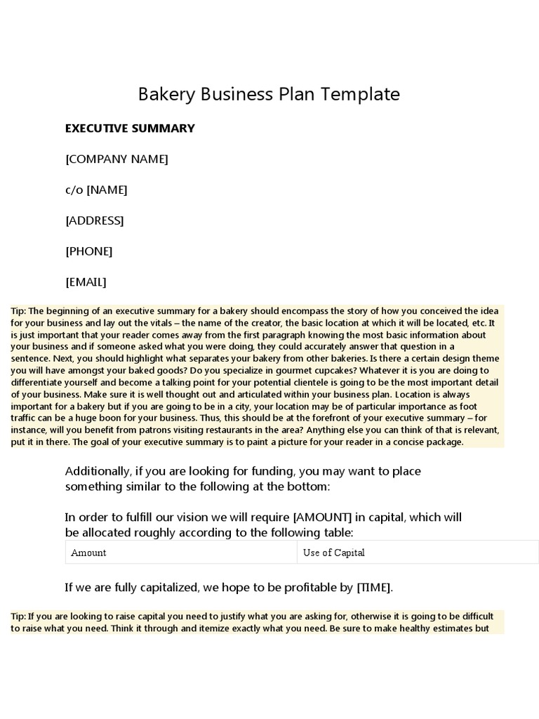 Bakery Business Plan Template With Tips | PDF | Bakery | Supermarket